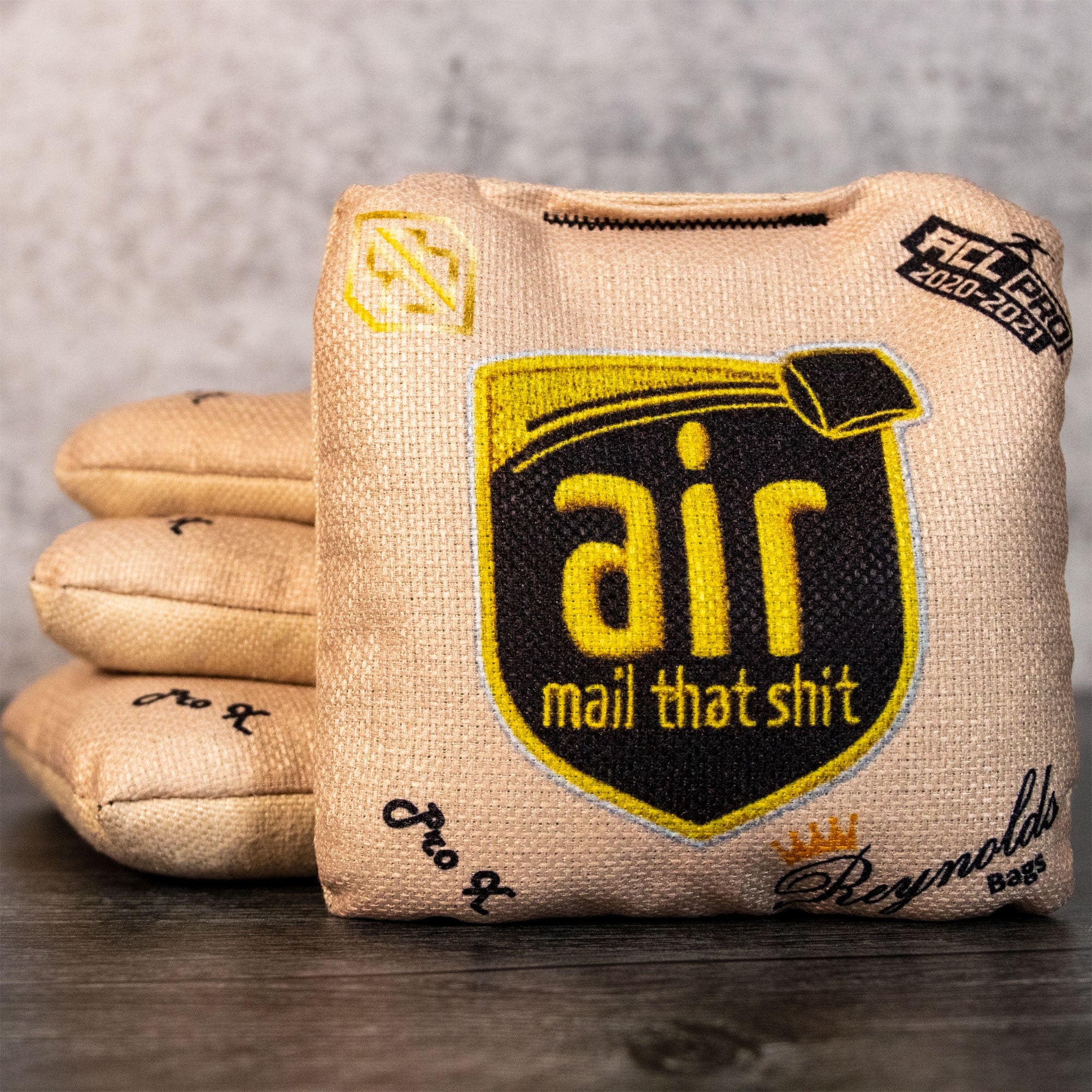 Cornhole Bags - Reynolds Pro X Tan Airmail That Shit – Bags Boards